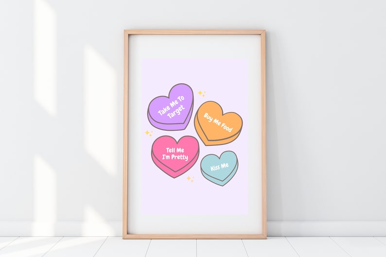 Conversation Hearts Print, Valentines Day Print, Candy Wall Art ...