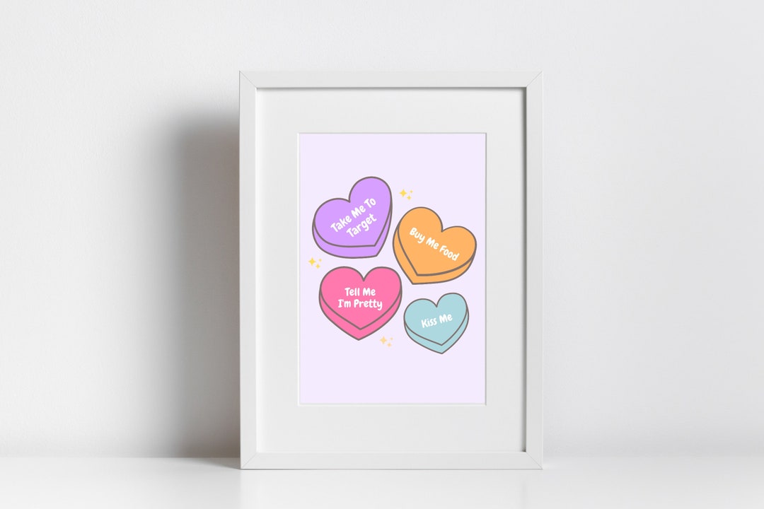 Conversation Hearts Print, Valentines Day Print, Candy Wall Art ...