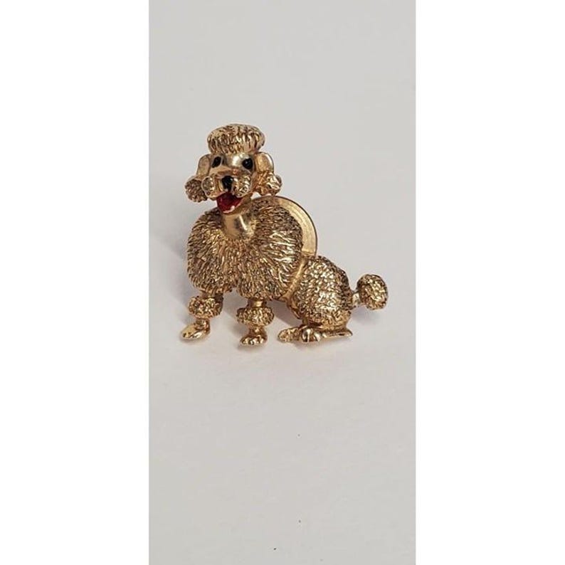 Vintage Poodle Brooch/pin Gold Tone Metal - Etsy