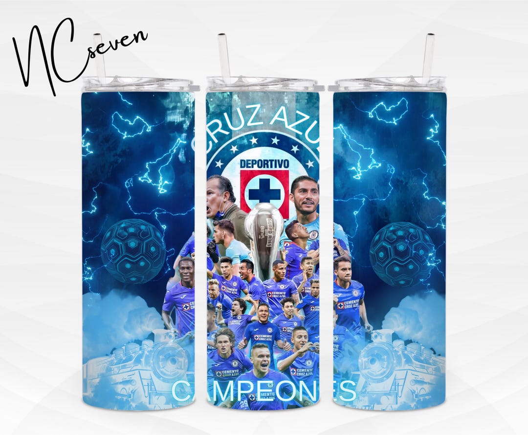 Cruz Azul 20oz Skinny Tumbler Wrap Mexican Soccer Team PNG Instant ...