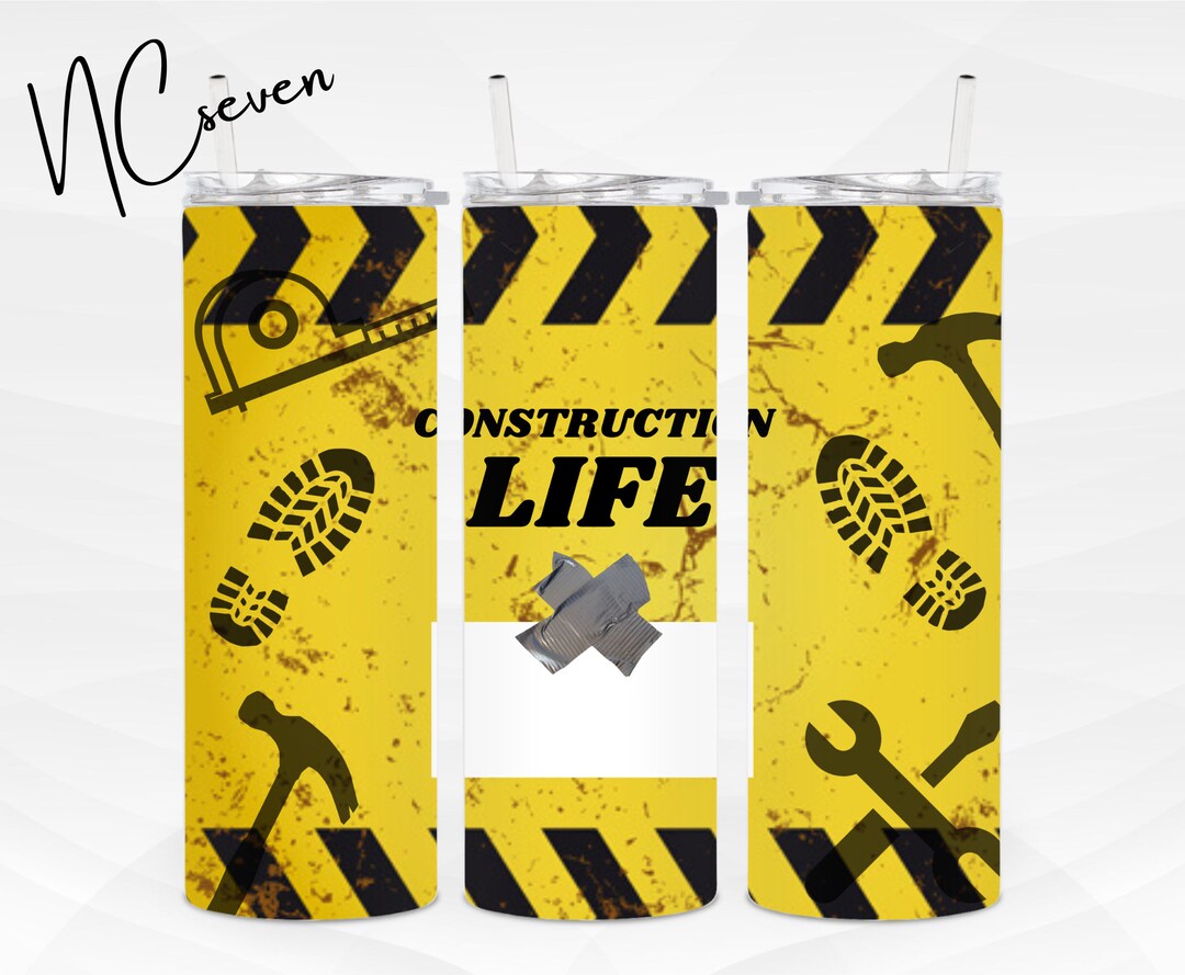 Construction Worker Life Custom Name 20oz Skinny Tumbler Wrap ...
