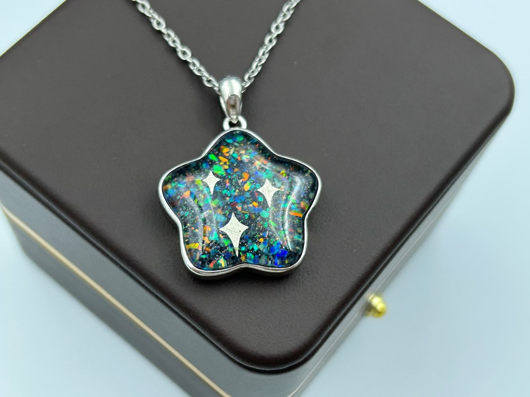 Cosmic Opal & Meteorite Star Necklace - 925 Silver - Etsy