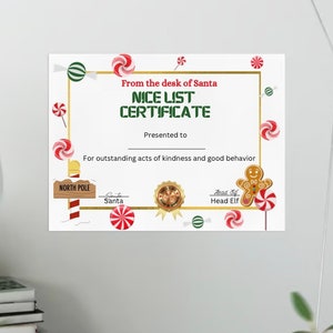 Santa’s Nice List Certificate - Etsy