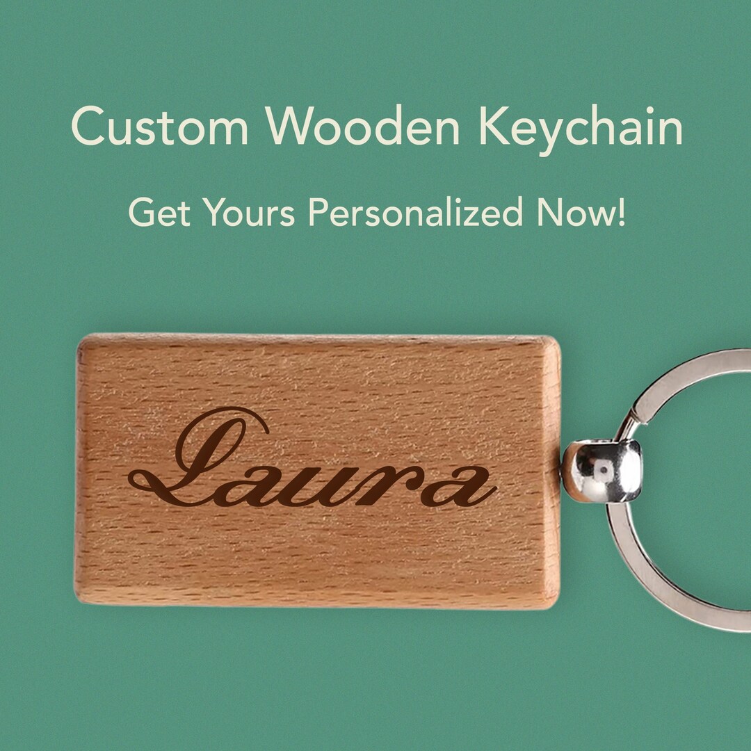 Personalized Wooden Keychain, Engraved Keychain, Custom Wood Key Chain ...