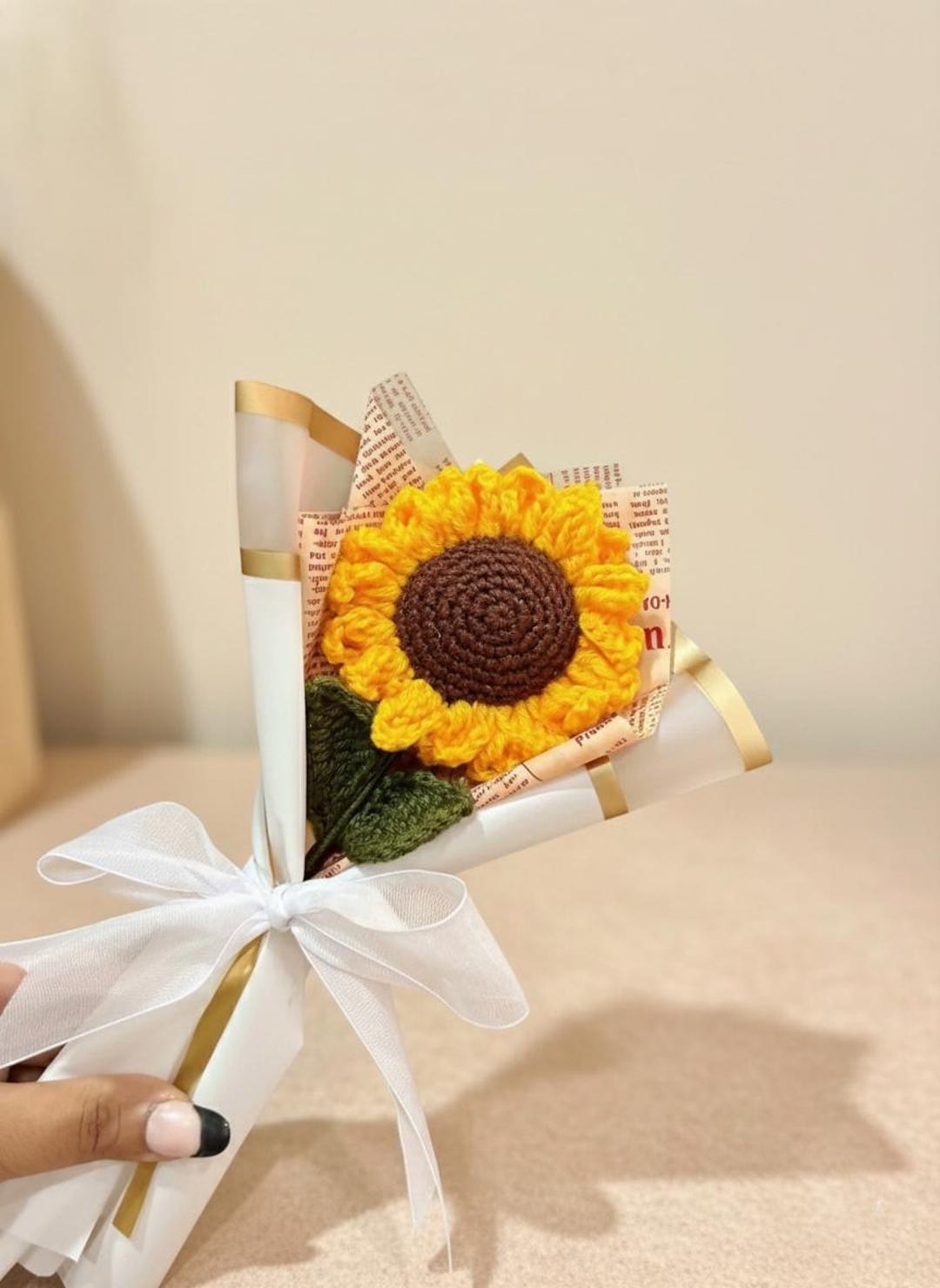Crochet Sunflower Bouquet, Handmade Flower Gift, Forever Everlasting ...
