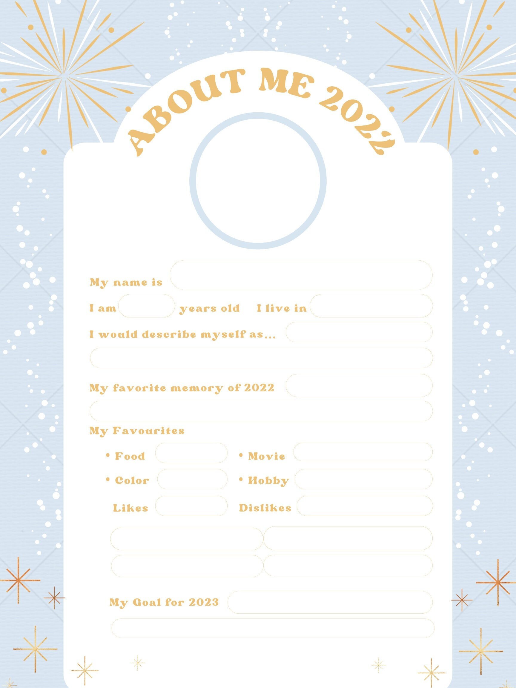 New Year All About Me, End of Year All About Me, Kids All About Me ...