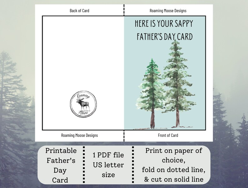 Printable Father's Day Greeting Card, Instant Download, Father's Day ...