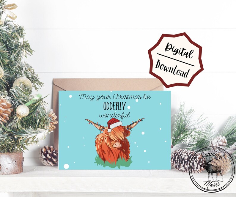 Printable Christmas Card Instant Download Highland Cow Pun - Etsy