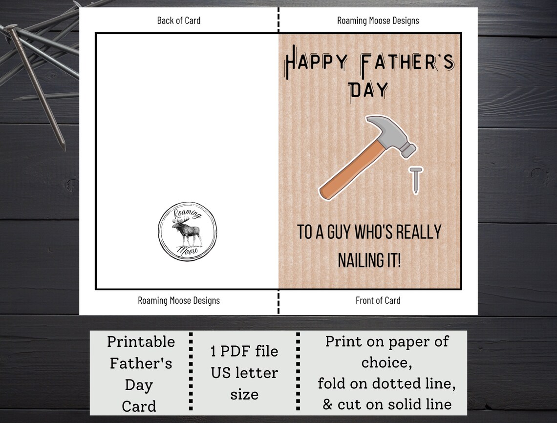 Printable Father's Day Card, Instant Download, Funny Father's Day Card ...