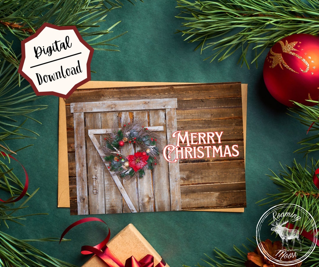 Printable Christmas Card, Instant Download, Rustic Christmas Card ...