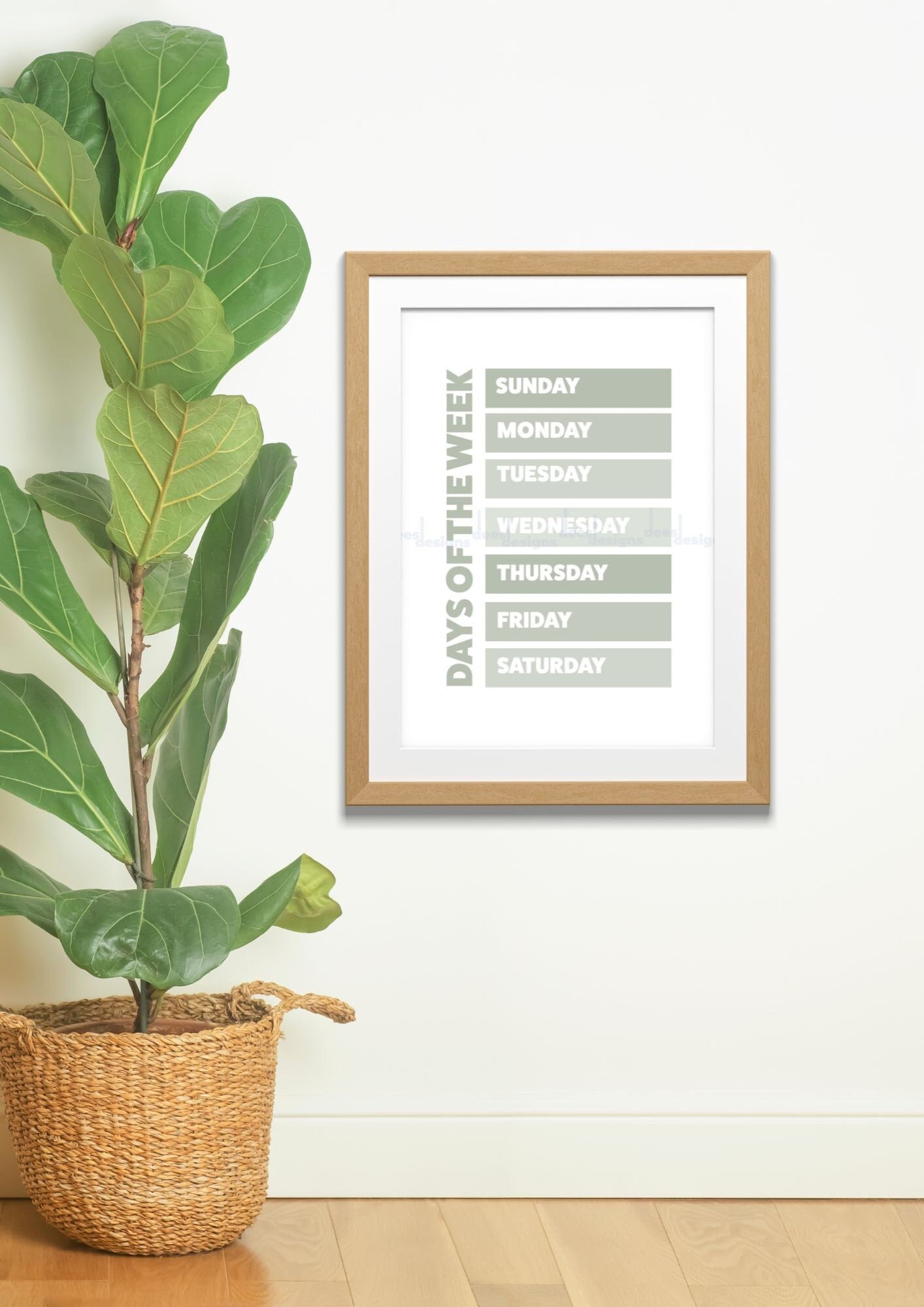 Days of the Week (english) Poster Sage - Etsy