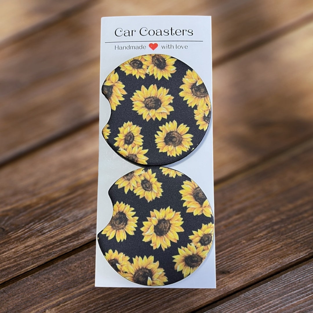Sunflower Car Coaster Set - Etsy