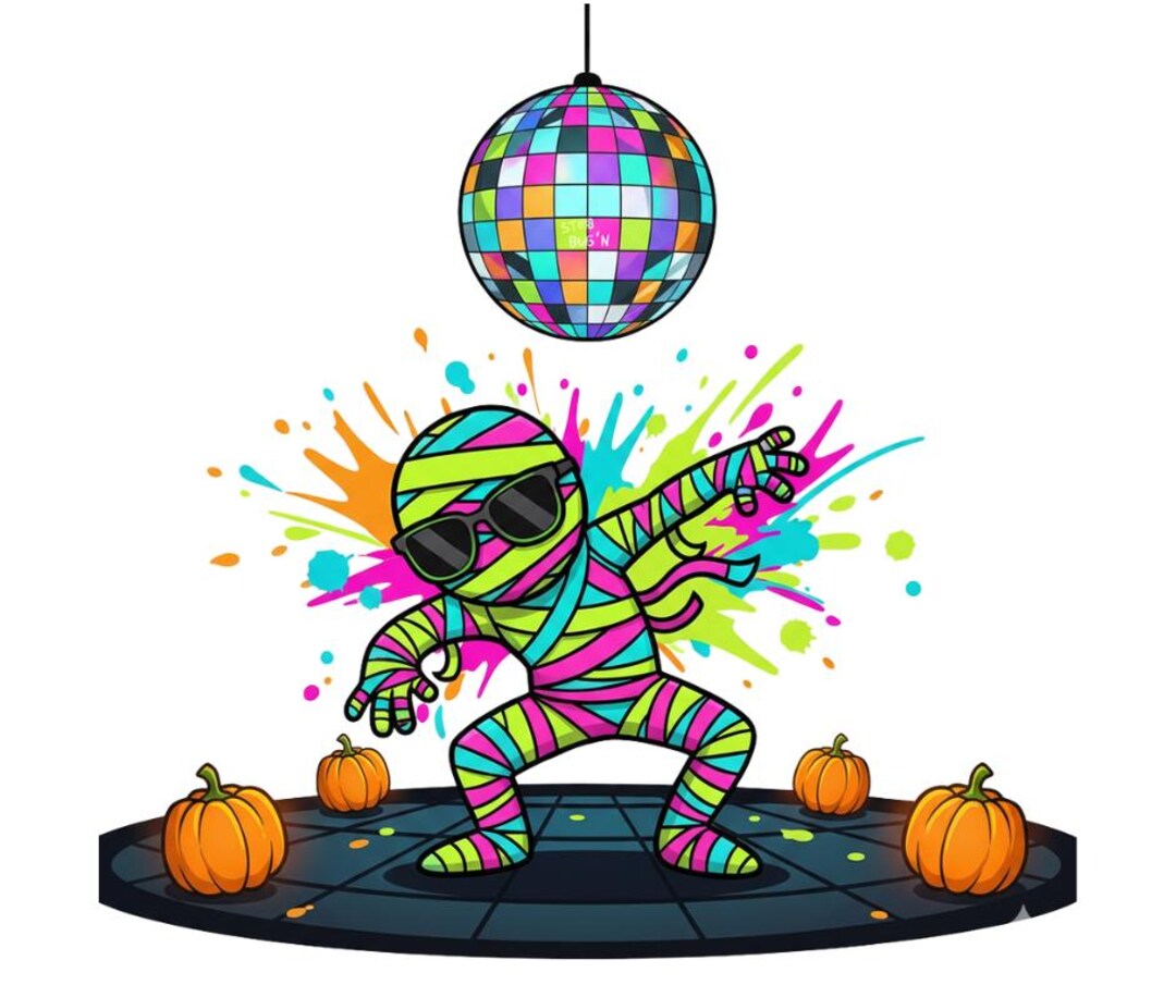 Disco Mummy PNG | Halloween Cartoon Clipart | Breakdancing Mummy ...