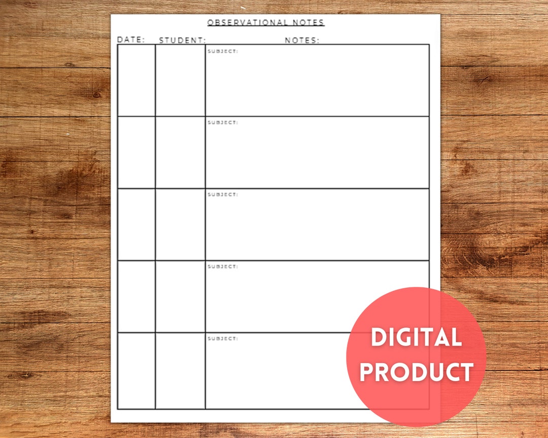 Observational Notes Template Perfect for Pre-k to Year 6 Easy to Use ...