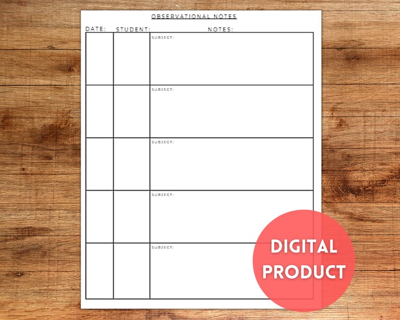 Observational Notes Template Perfect for Pre-k to Year 6 - Etsy