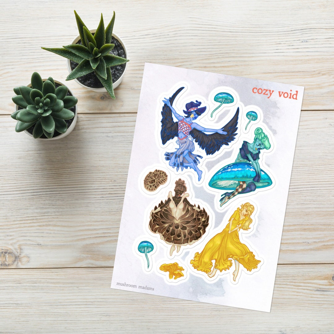 Mushroom Madams Sticker Sheet - Fairycore Stationery of Mushroom-theme ...