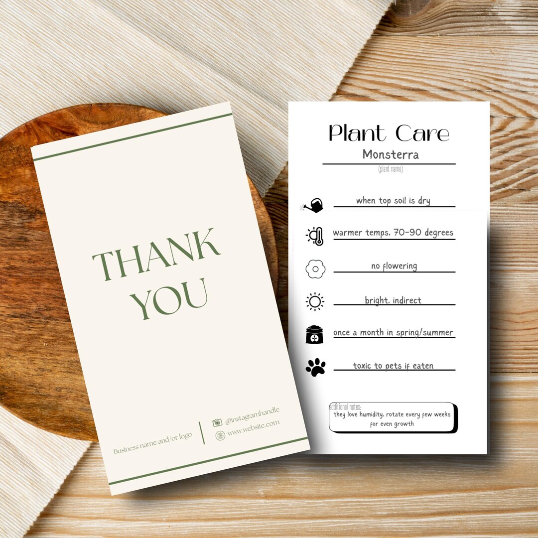 Editable Plant Care Card Template, Minimalist Template Design, Canva ...