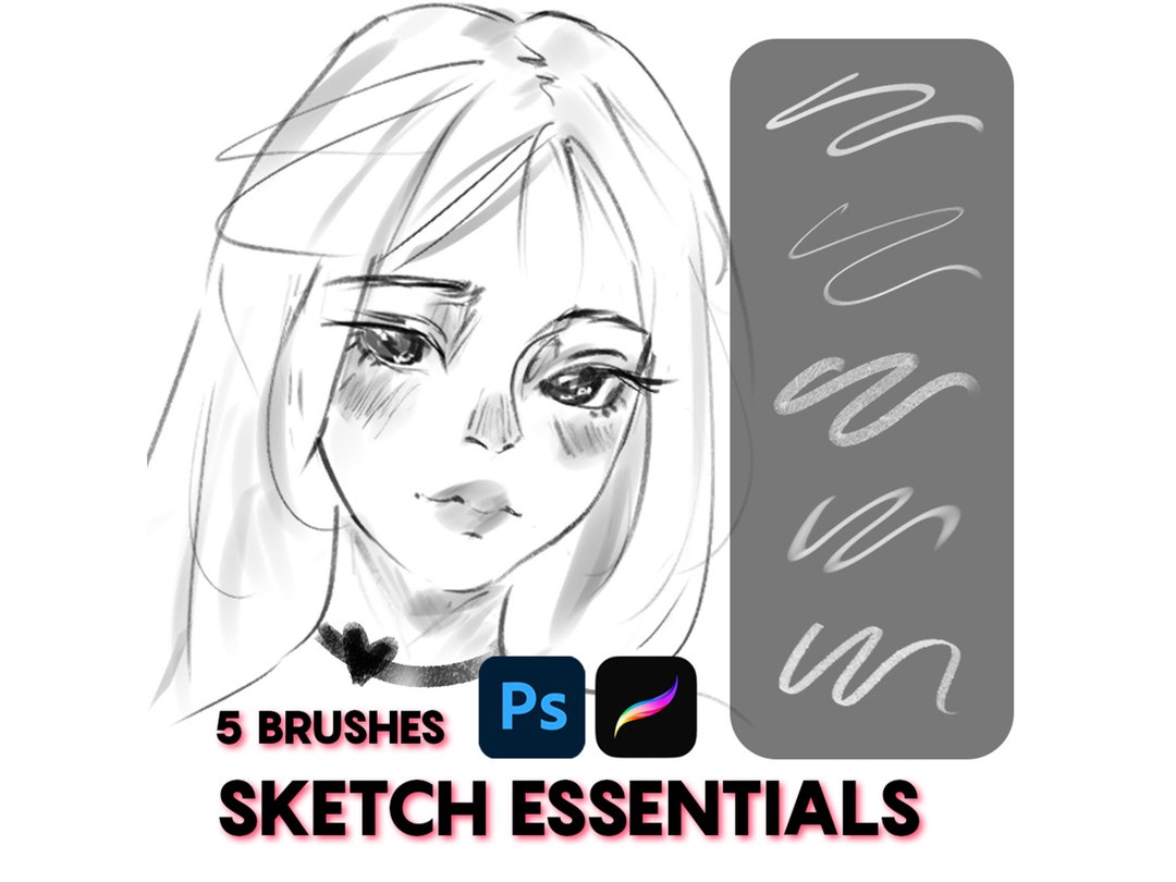 Beginner Sketch Essentials Brush Pack, Procreate / Photoshop - Etsy