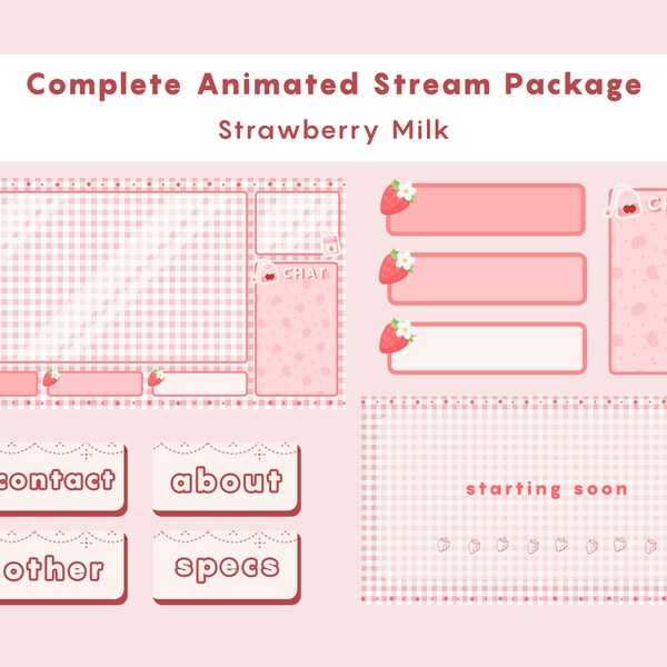 Animated Dessert Twitch Package, Cute Twitch Overlay, Panels, Alerts ...