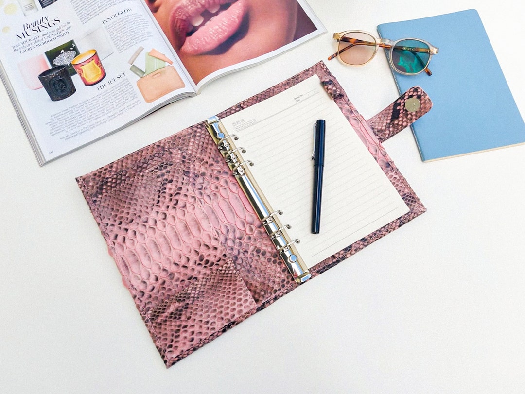 Pink Planner Binder A5 Python Leather - Etsy