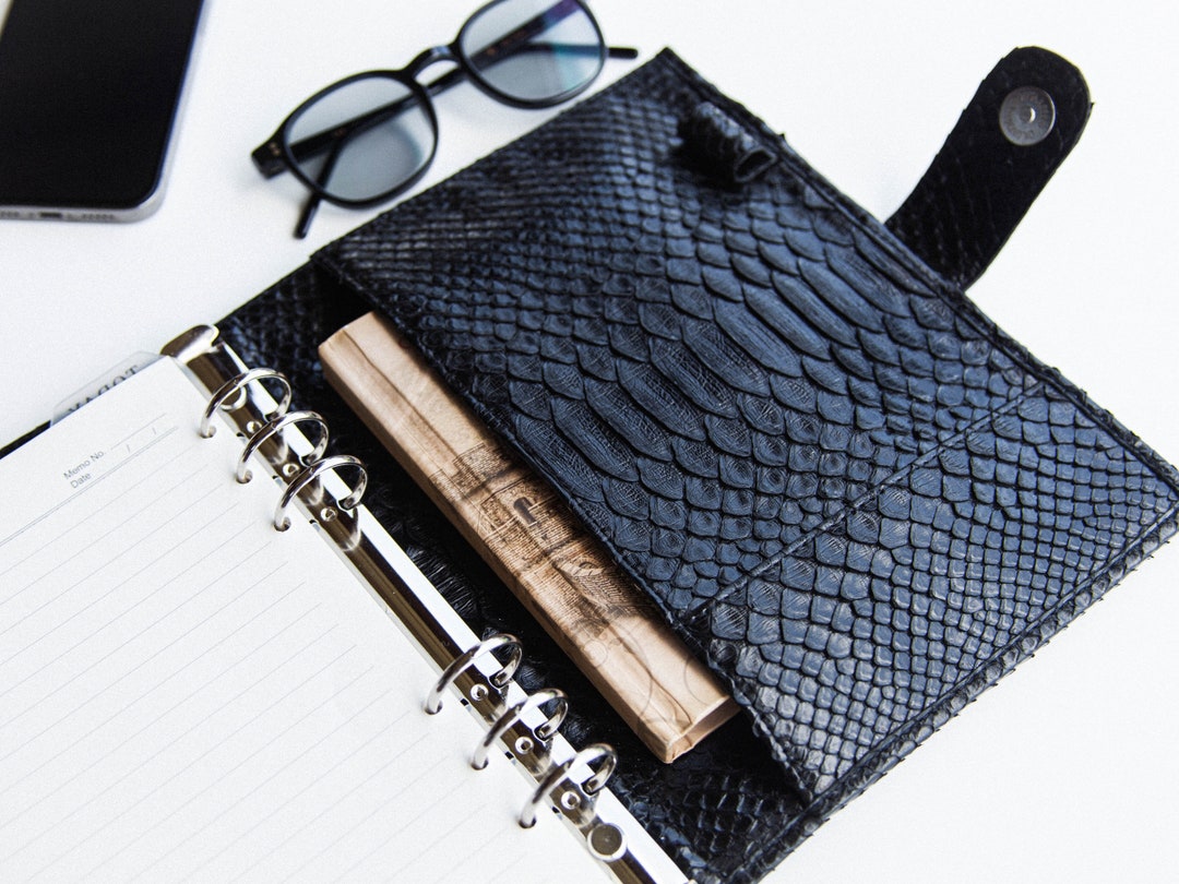 A5 Planner Binder Black Python Leather - Etsy