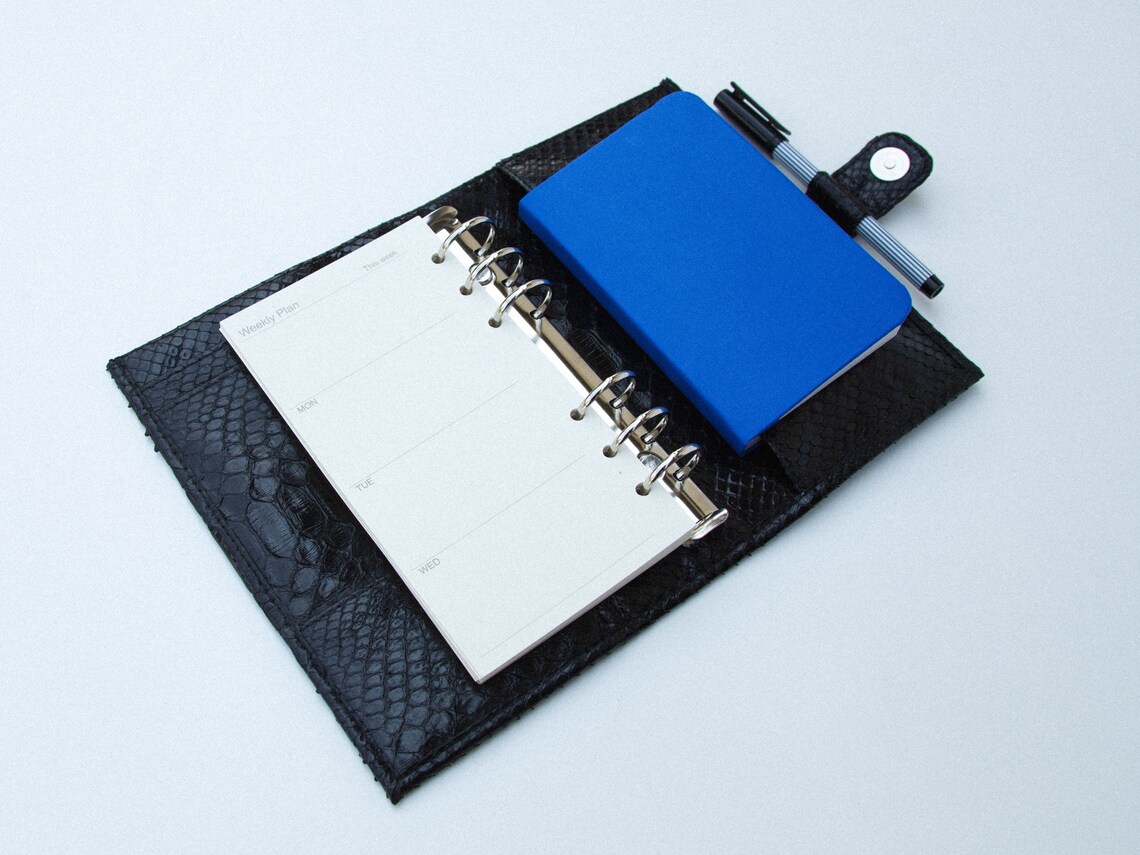 A6 Planner Binder Python Leather Organiser Black - Etsy