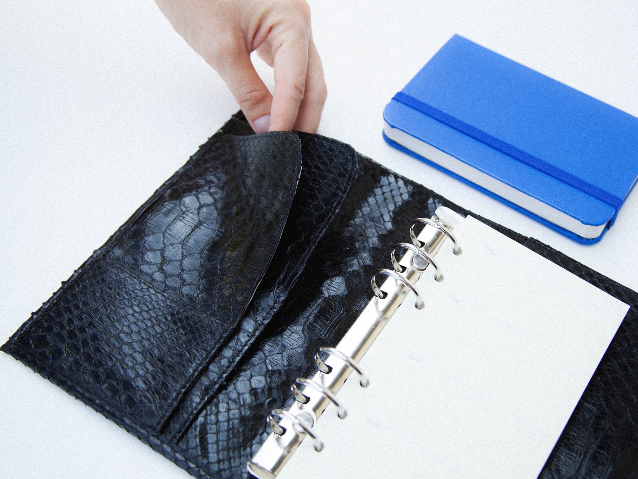 A6 Planner Binder Python Leather Organiser Black - Etsy