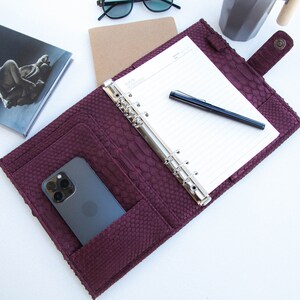 A5 Planner Binder Taupe Maroon Python Leather - Etsy