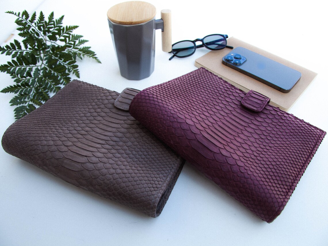 A5 Planner Binder Taupe Maroon Python Leather - Etsy