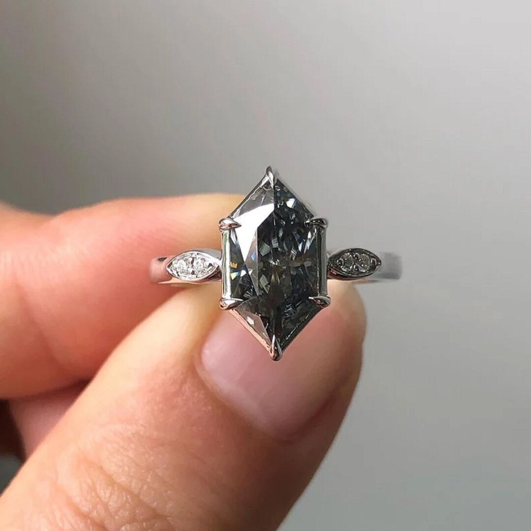 3 CT Gray Dutch Marquise Moissanite Engagement Ring Wedding Gold Ring ...
