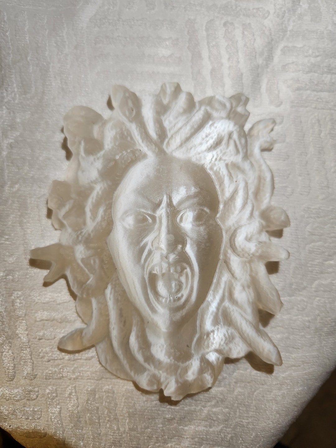 Selenite (satin Spar) Flat Medusa Head - Etsy
