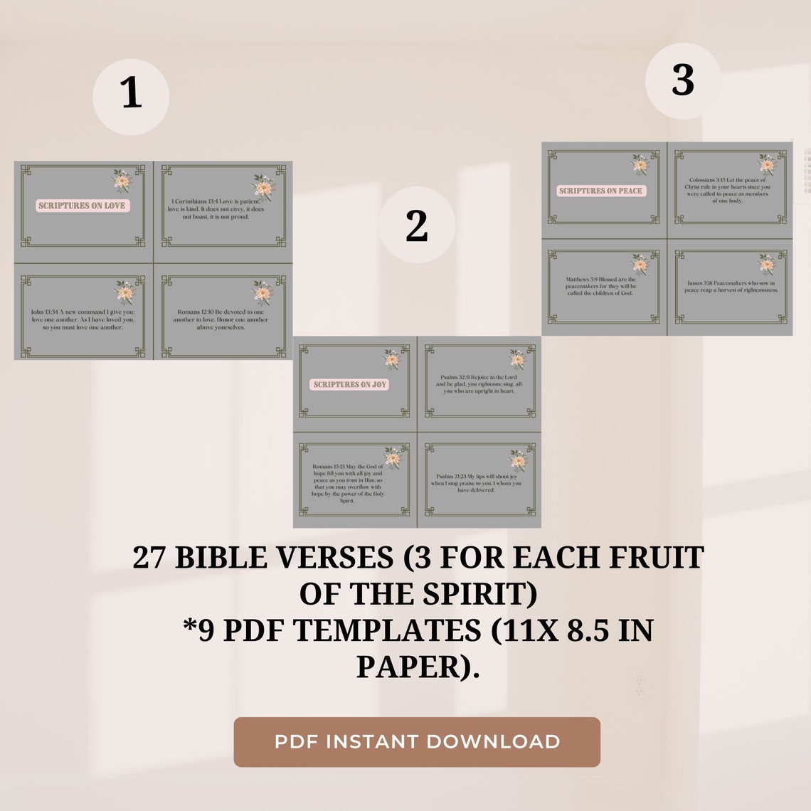 Positive Affirmation Cards,27 Encouraging Verse Cards, Fruits of the ...