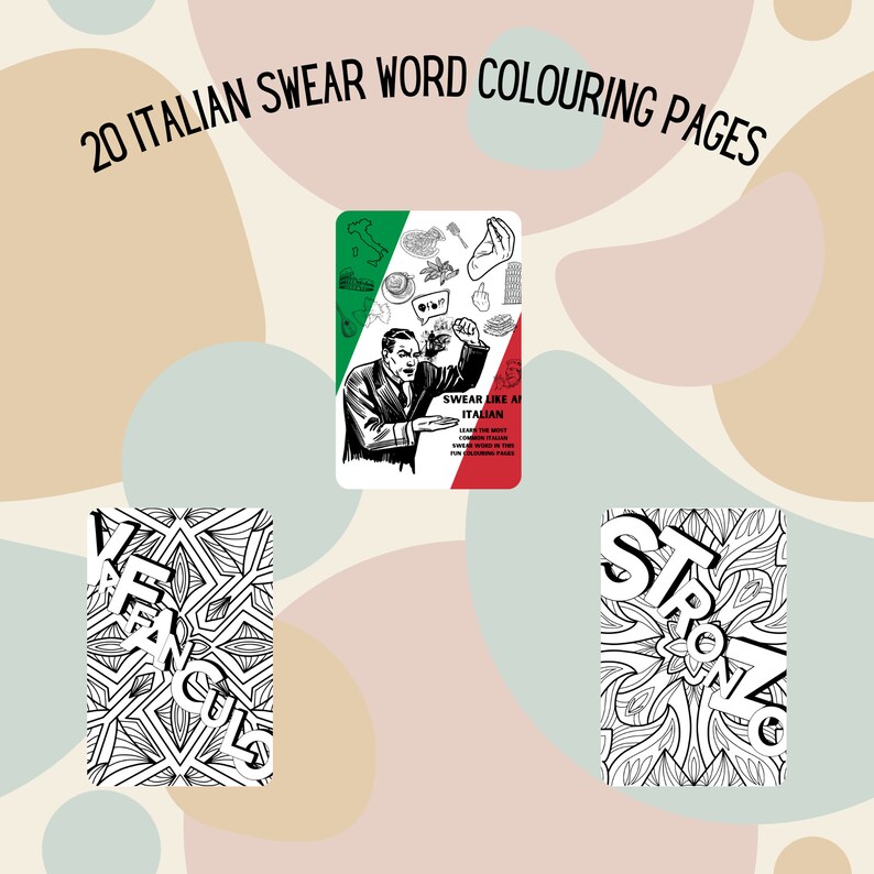 Printable Adult Colouring Pages, Instant Download, 19x Fun Italian ...