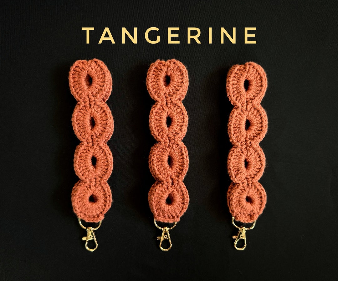 Crochet Wristlet Keychain - Tangerine - Etsy