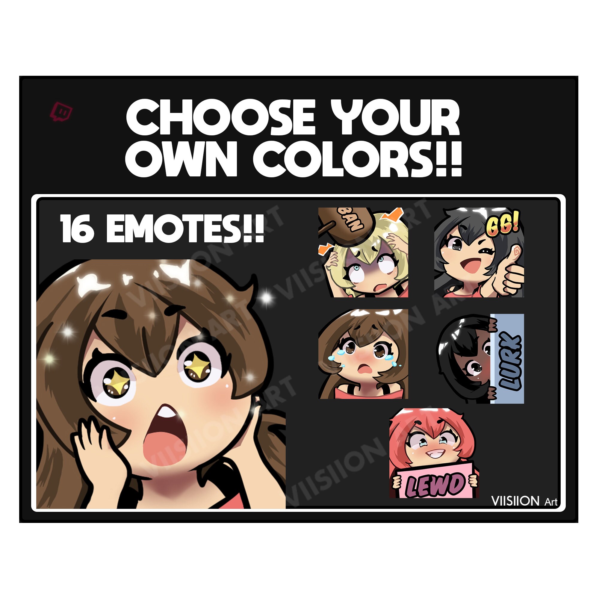 16 Anime Emote Templet for Twitch, Discord, and Youtube (choose Your ...