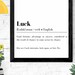 Luck Definition Print | Printable Wall Art | Minimalist Wall Art ...