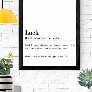 Luck Definition Print | Printable Wall Art | Minimalist Wall Art ...