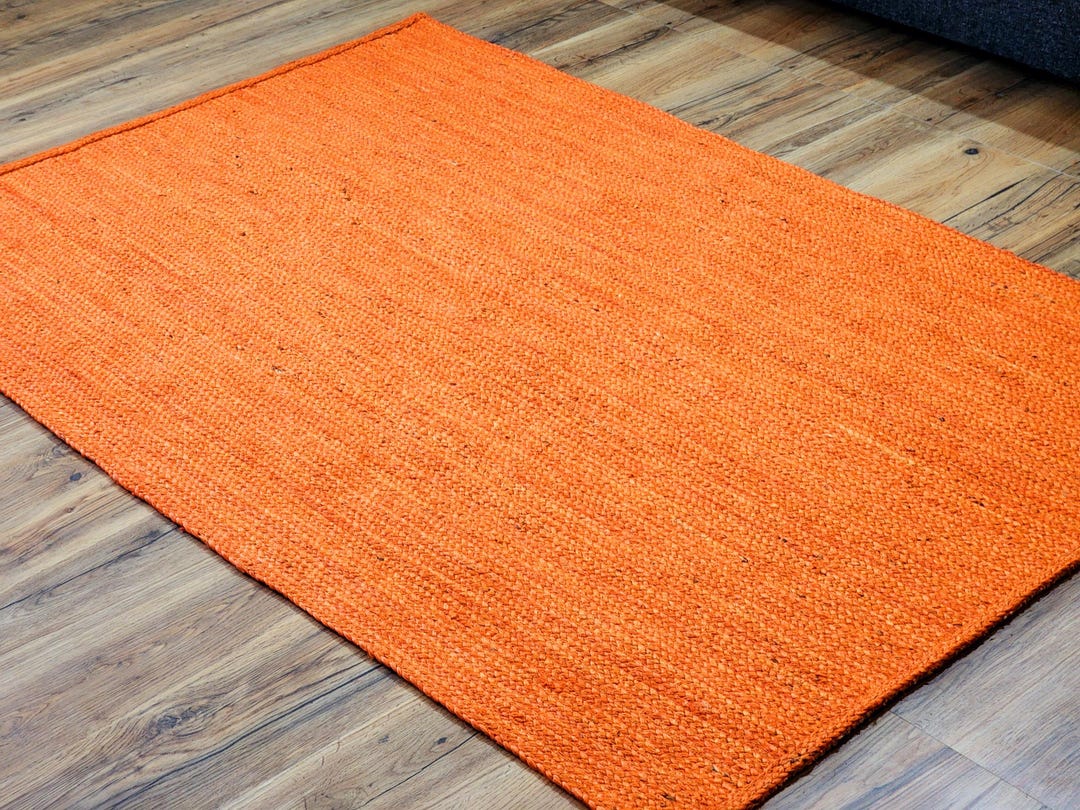Handwoven Natural Orange Jute Rug, Jute Area Rug, Custom Size Rug ...