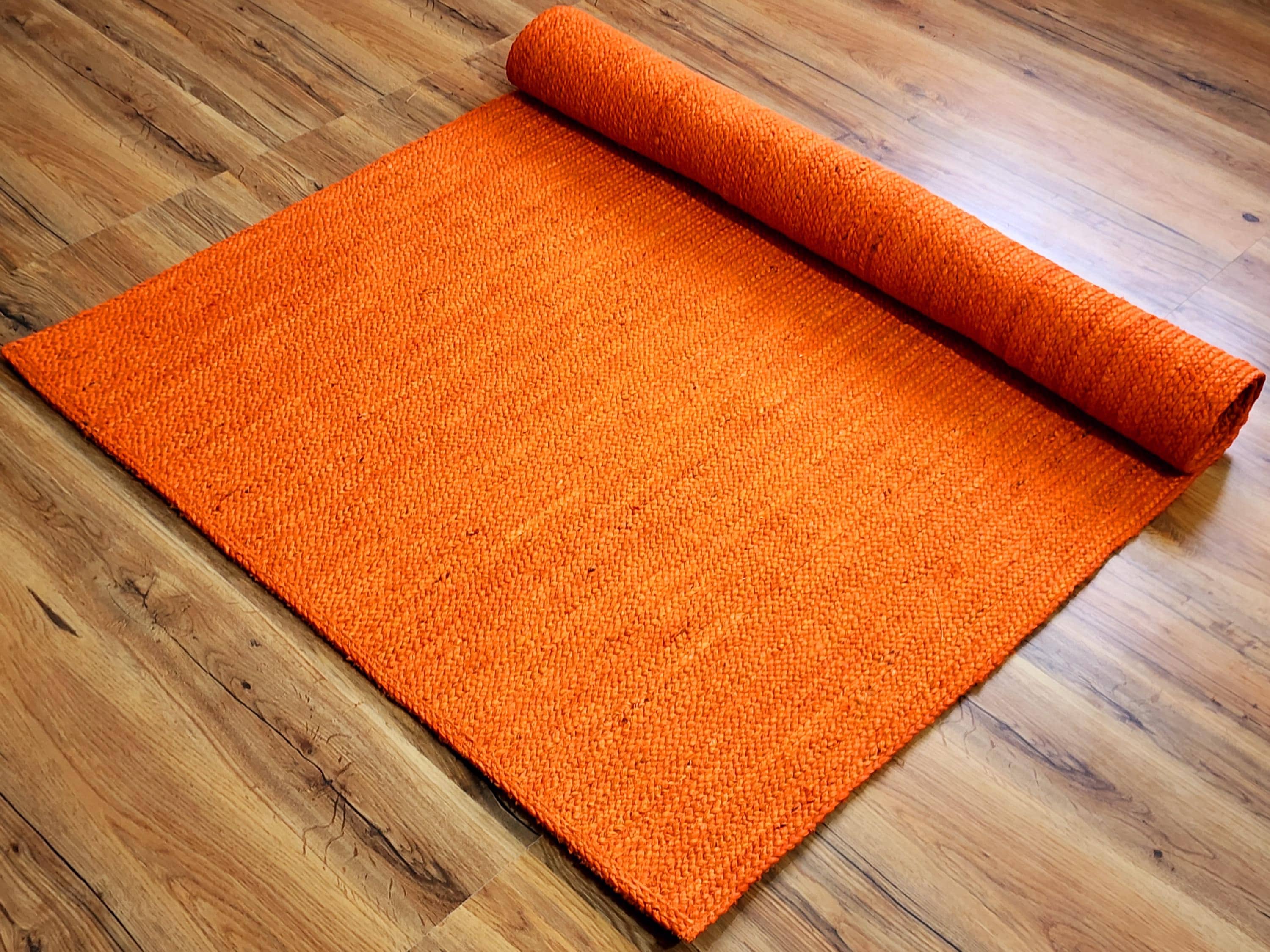 Handwoven Natural Orange Jute Rug, Jute Area Rug, Custom Size Rug ...