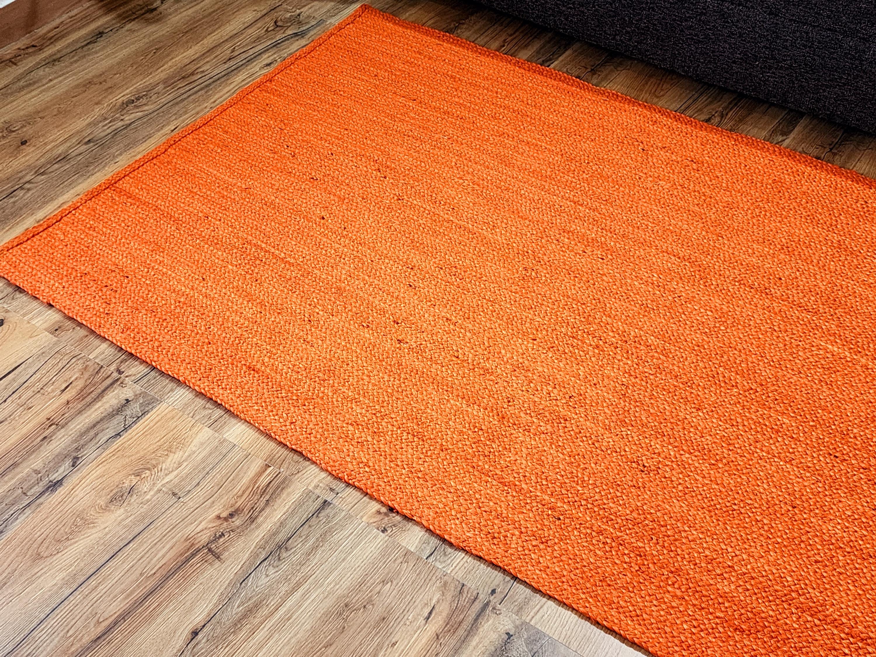 Handwoven Natural Orange Jute Rug, Jute Area Rug, Custom Size Rug ...