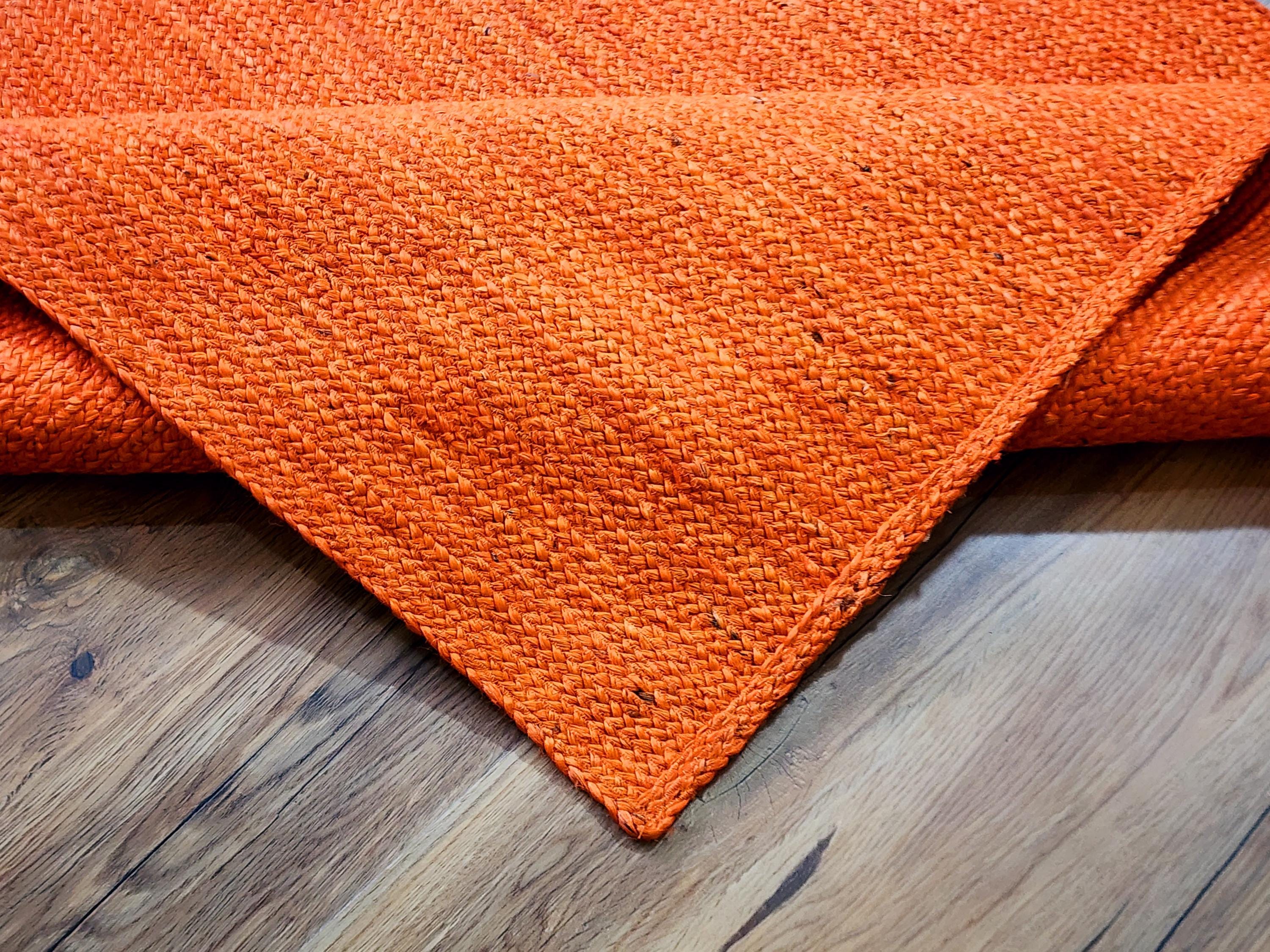 Handwoven Natural Orange Jute Rug, Jute Area Rug, Custom Size Rug ...