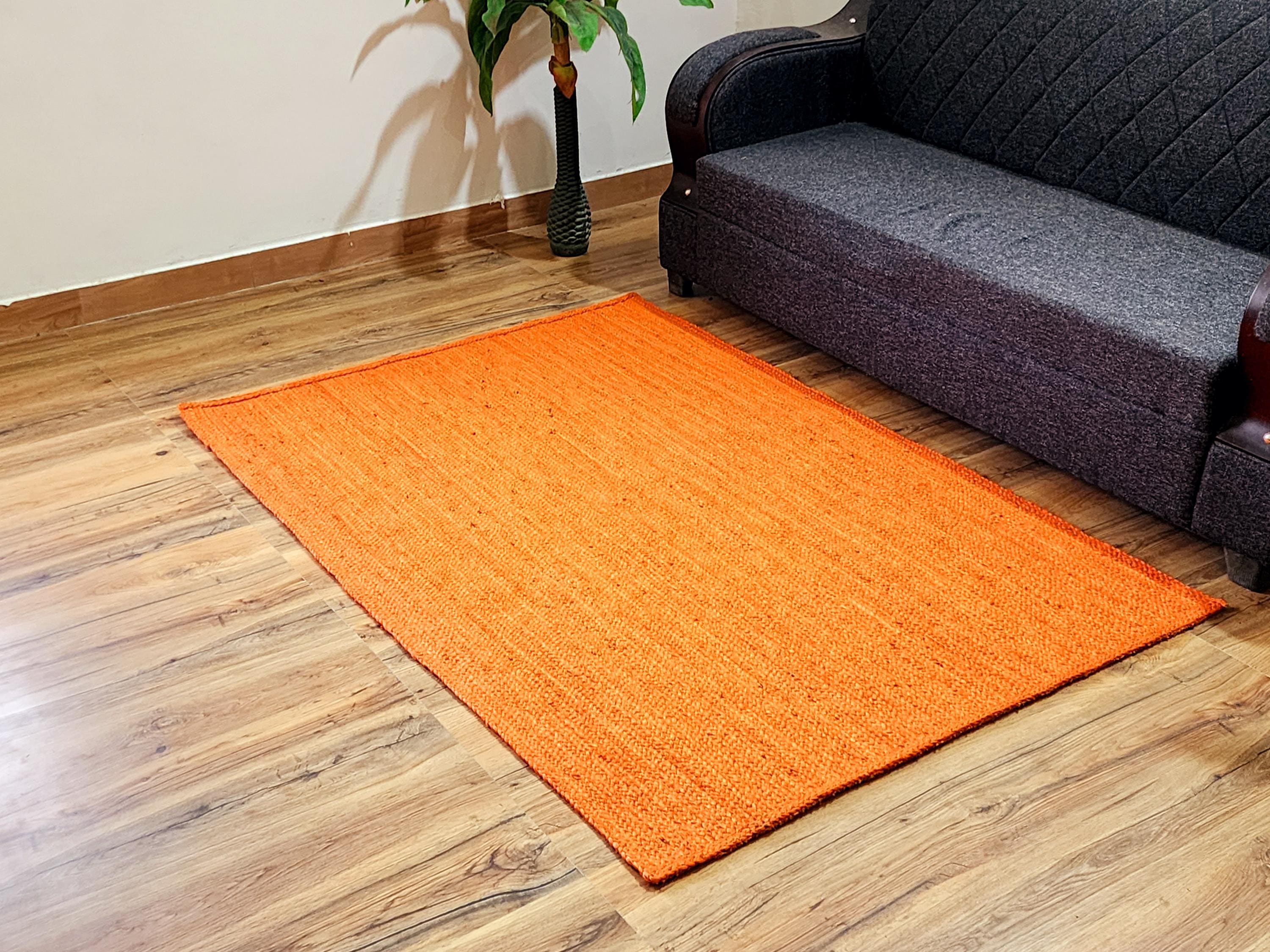 Handwoven Natural Orange Jute Rug, Jute Area Rug, Custom Size Rug ...