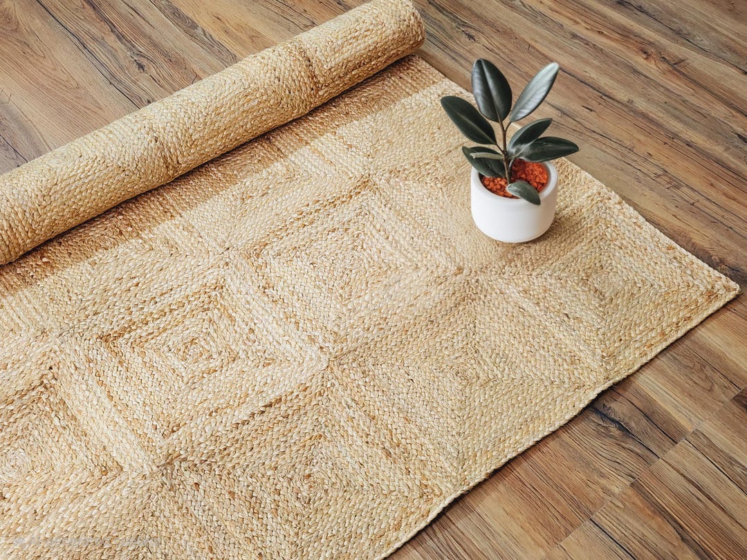 Natural Jute Rug Jute Braided Rug Bohemian Jute Rug Rectangular Jute ...
