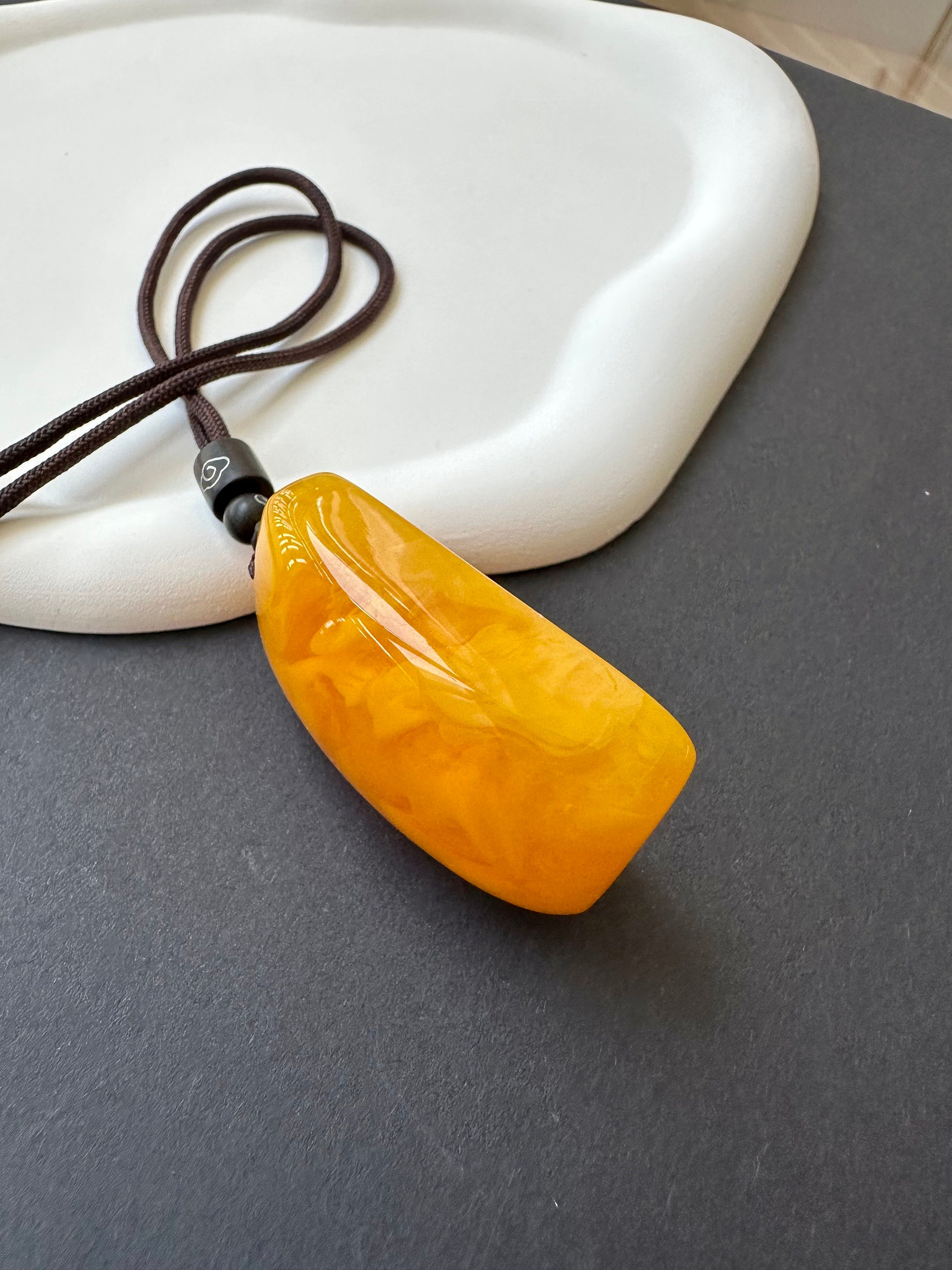 Butterscotch Amber Necklace Pendant, Square Shape Baltic Amber, Unique Jewelry Gift for Her ...