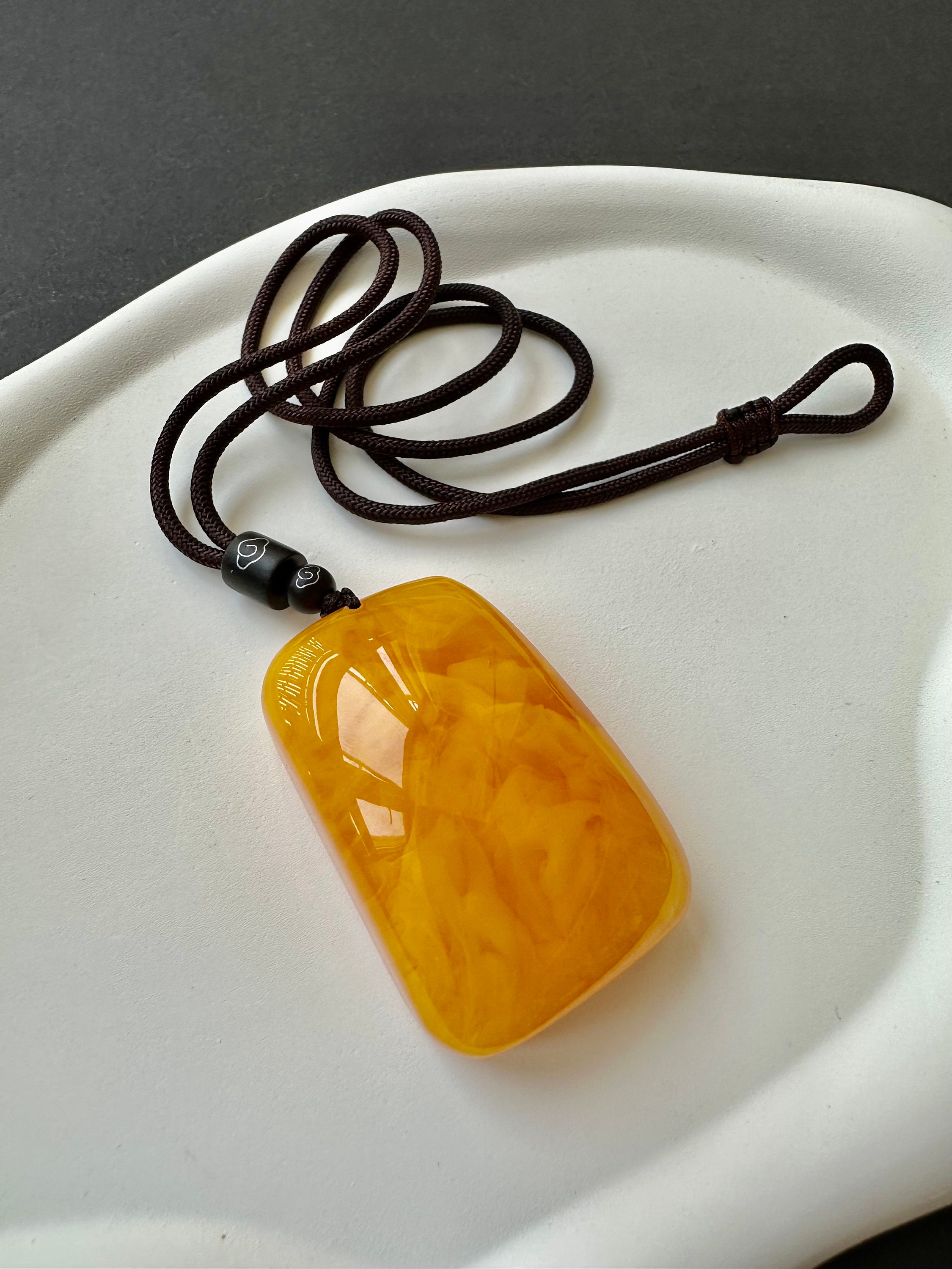 Butterscotch Amber Necklace Pendant, Square Shape Baltic Amber, Unique ...