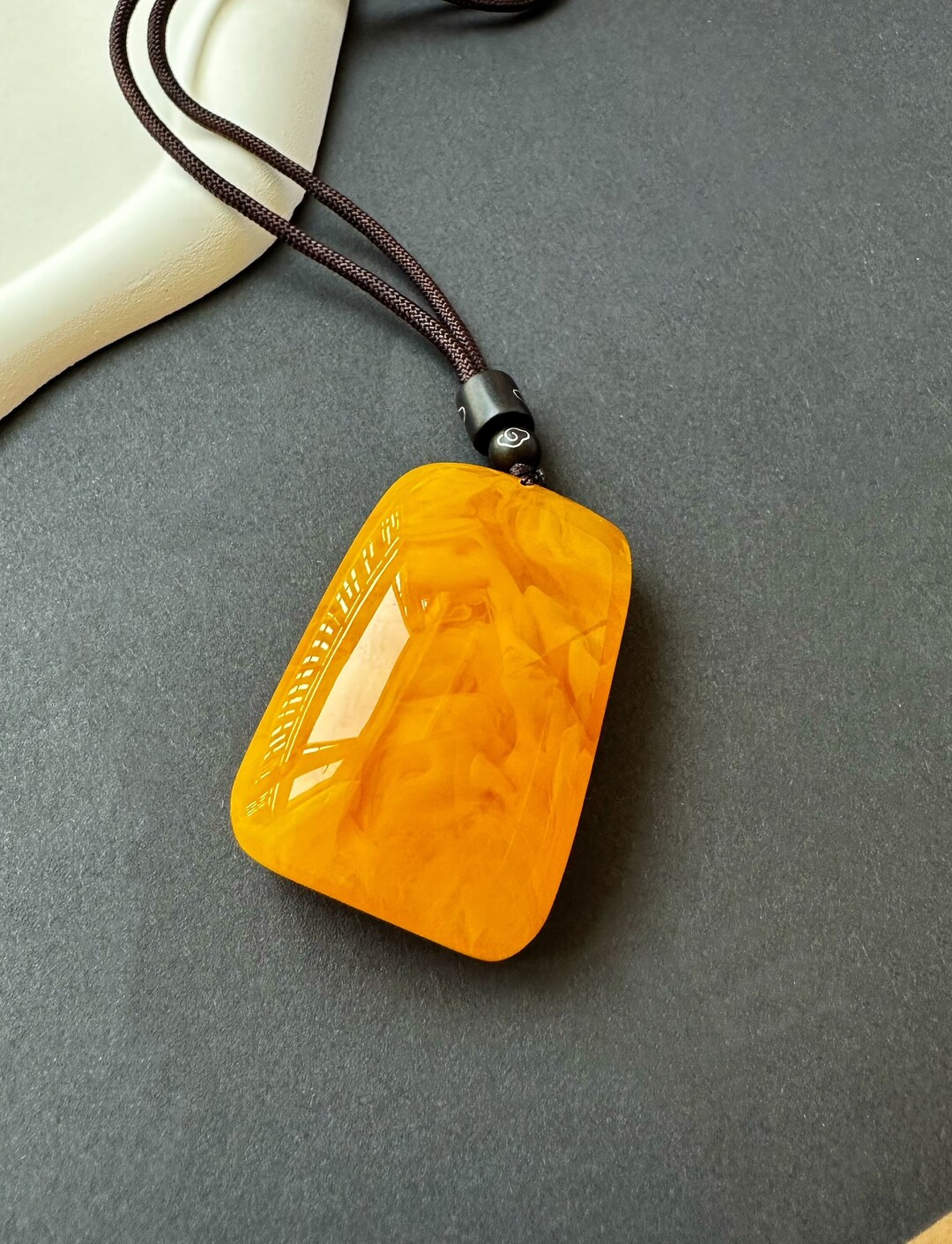 Butterscotch Amber Necklace Pendant, Square Shape Baltic Amber, Unique ...
