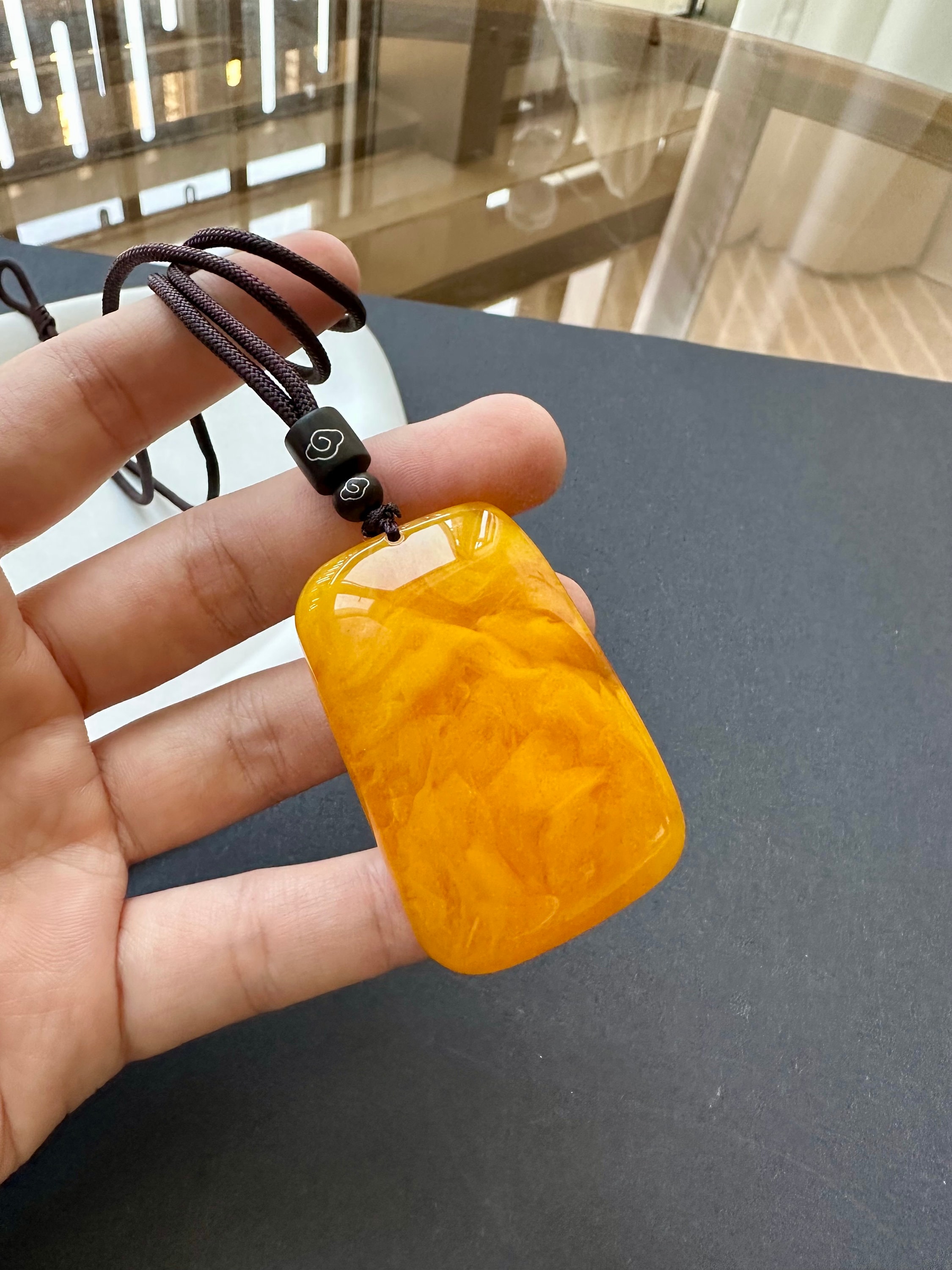 Butterscotch Amber Necklace Pendant, Square Shape Baltic Amber, Unique ...