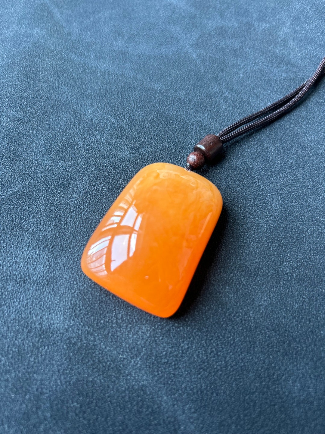 Honey Amber Necklace Pendant, Square Shape Red Baltic Amber, Unique ...