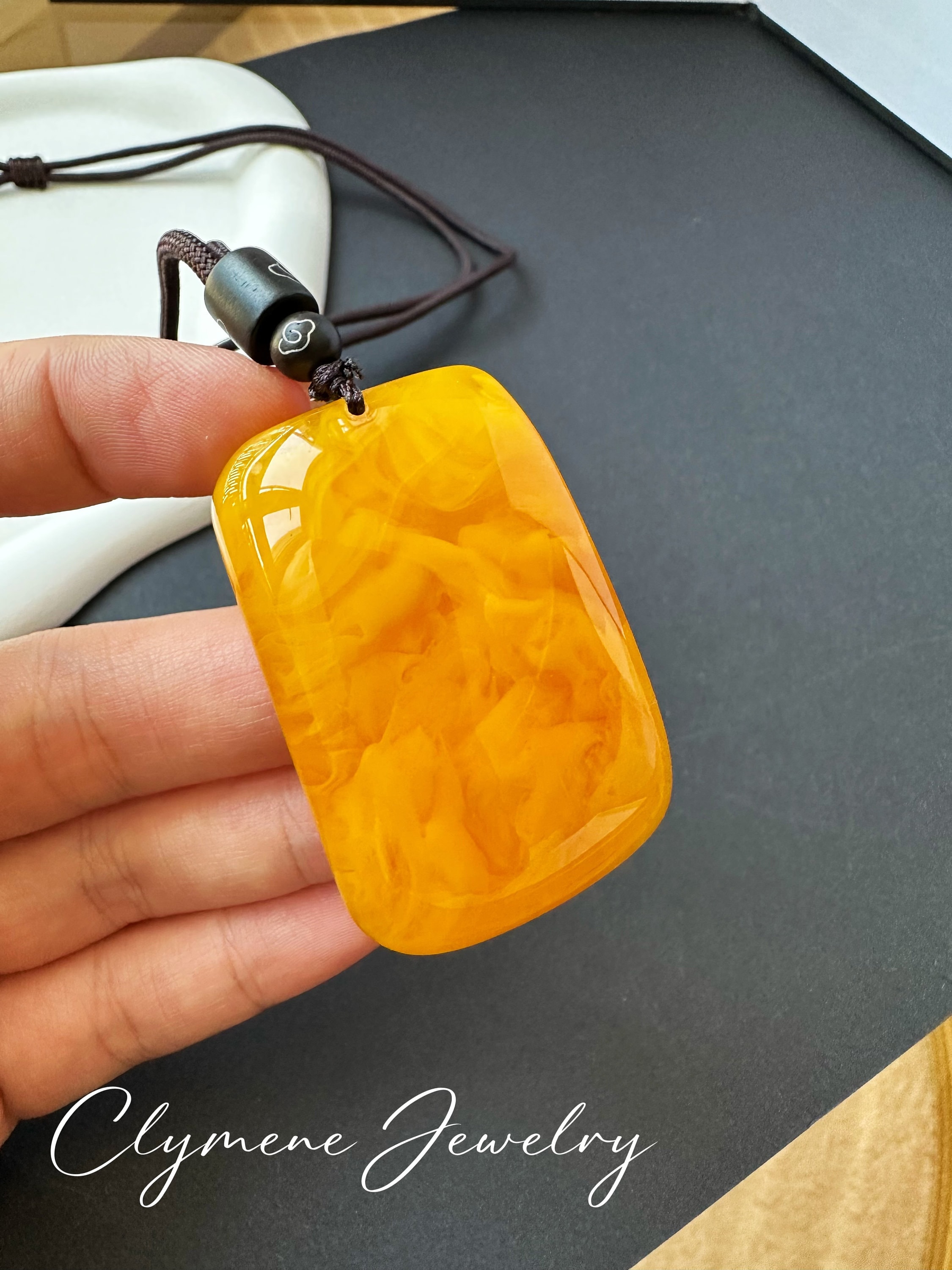 Butterscotch Amber Necklace Pendant, Square Shape Baltic Amber, Unique ...