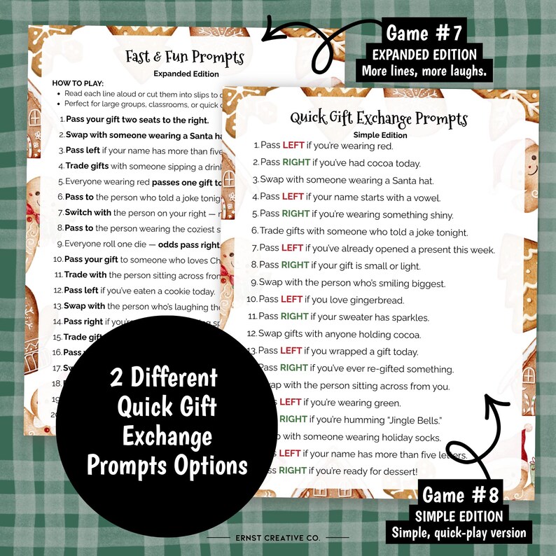 Pass the Gift Christmas Party | Left Right Exchange Printable | Family ...